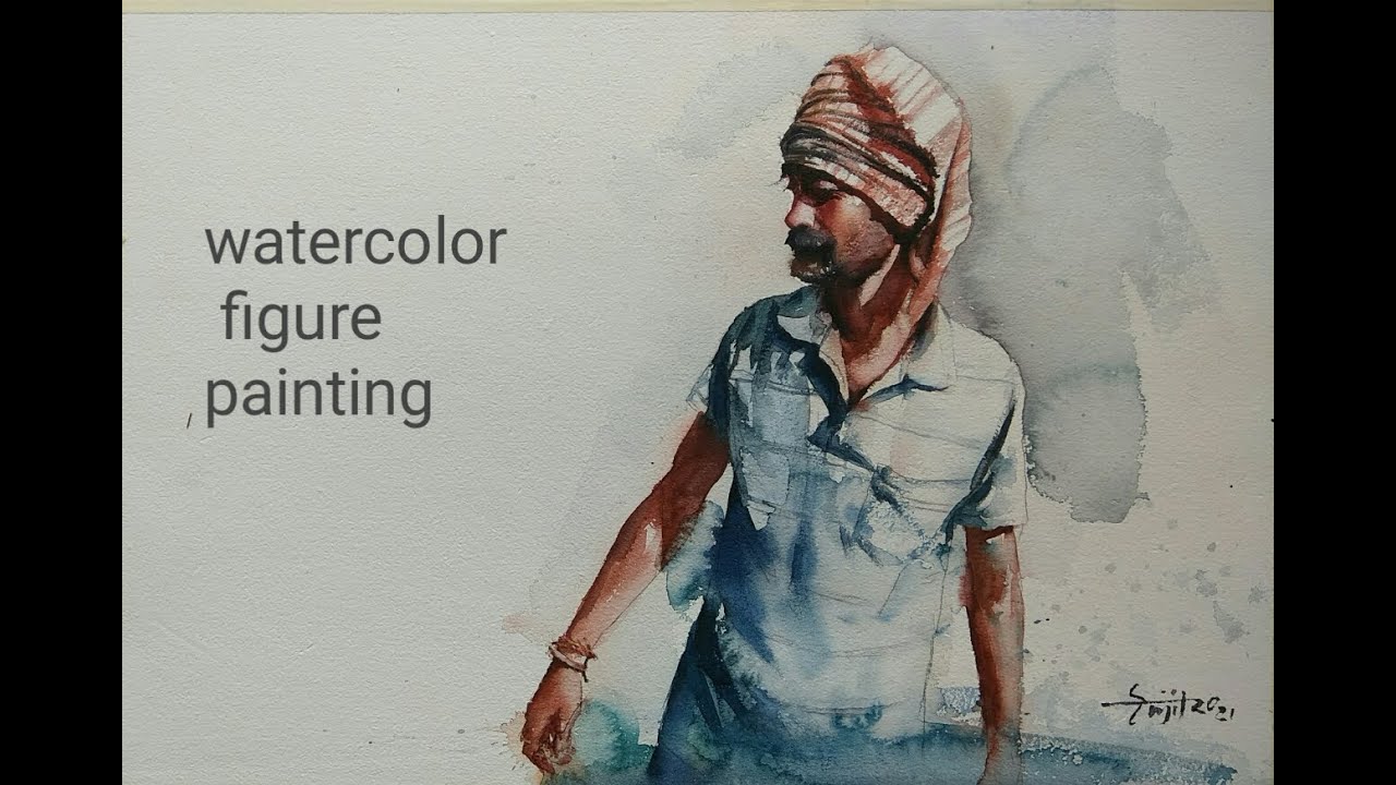 watercolor loose figure painting of a man at work - YouTube