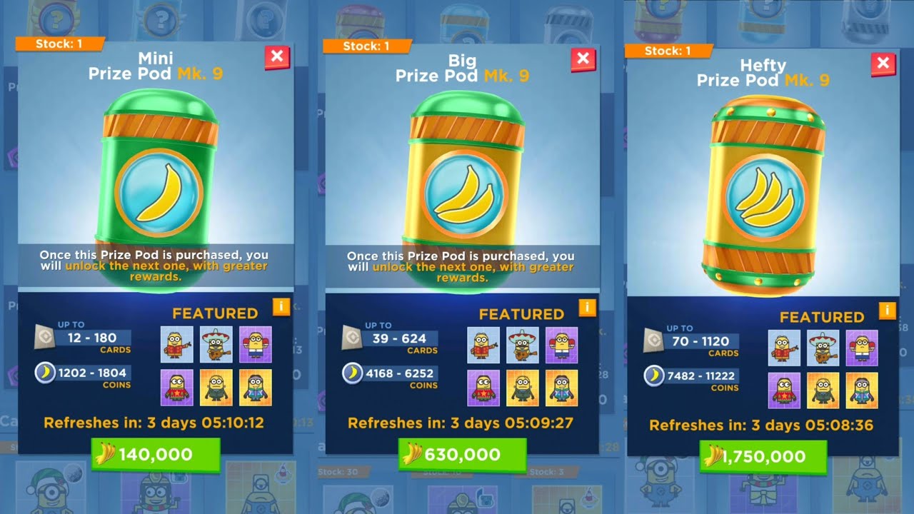 Minion Rush Hefty Prize Pod Mk.9 & Big Prize Pod Mk.9 & Mini Prize Pod ...