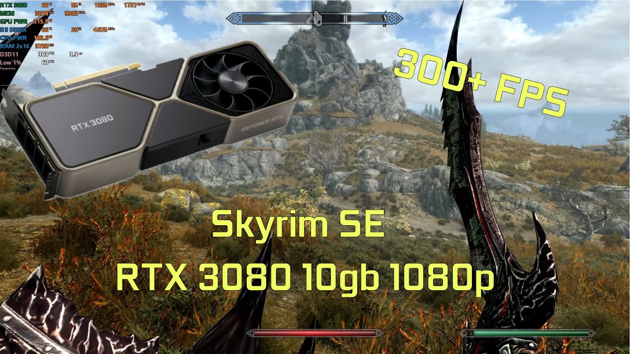 Skyrim SE RTX 3080 Benchmark at 1080p - YouTube