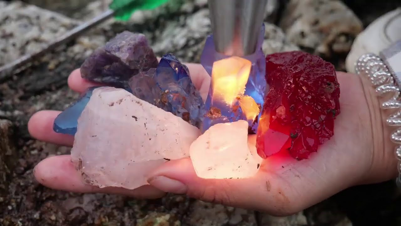 The magical natural crystal ore is formed! In the rocks by the sea ...