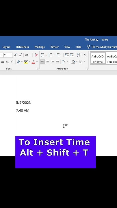 Quickly Insert Date and Time in Word - YouTube