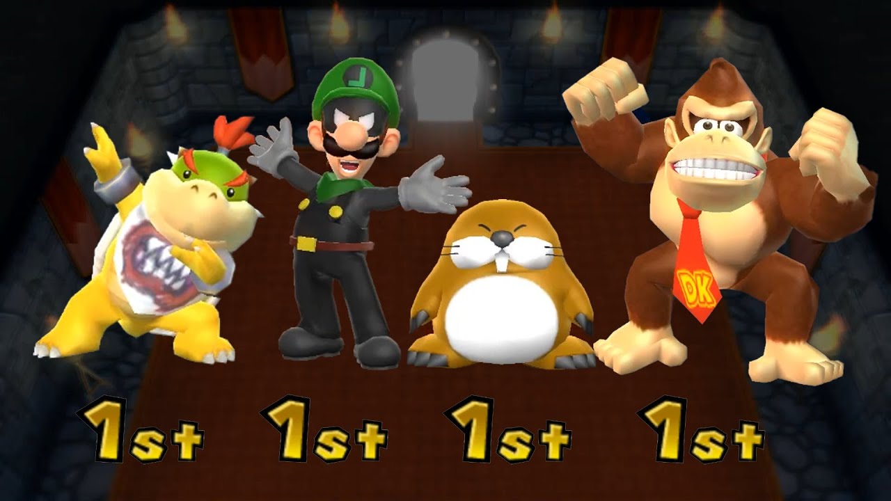 Mario Party 9 Minigame - Bowser Vs Luigi Vs Monty Mole Vs Donkey Kong ...