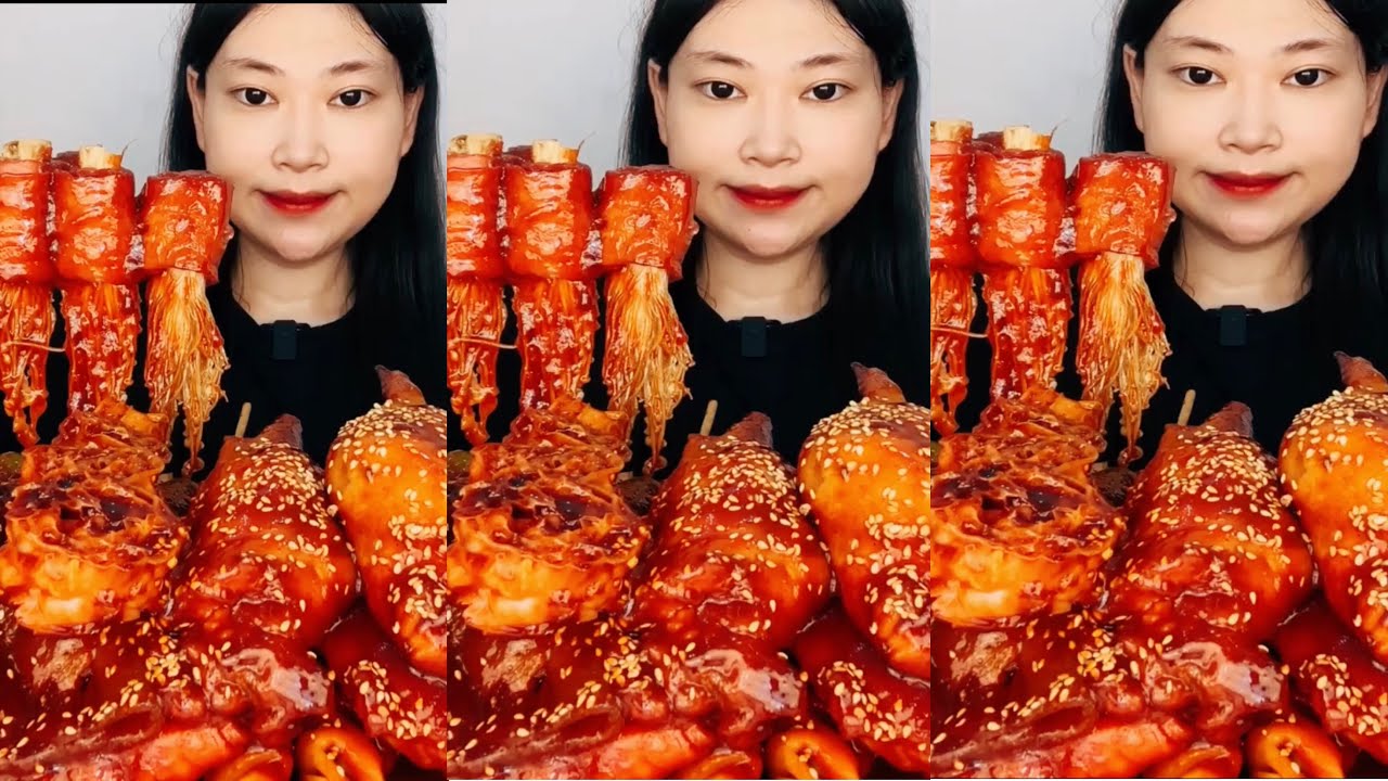 Sweet foods in spicy chili sauce are the most delicious.#eatingsounds # ...