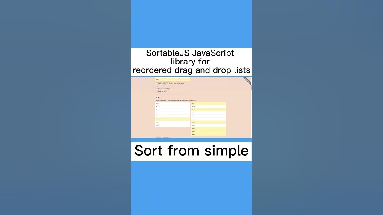 SortableJS JavaScript library for reordered drag and drop lists - YouTube