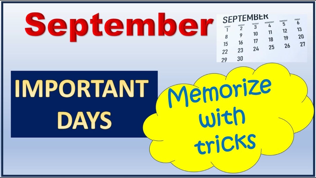 September Important Days Trick || Memorize September important days ...