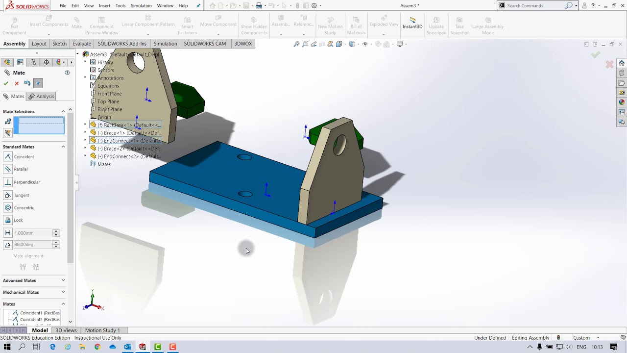 Assembly Modelling Mates - YouTube