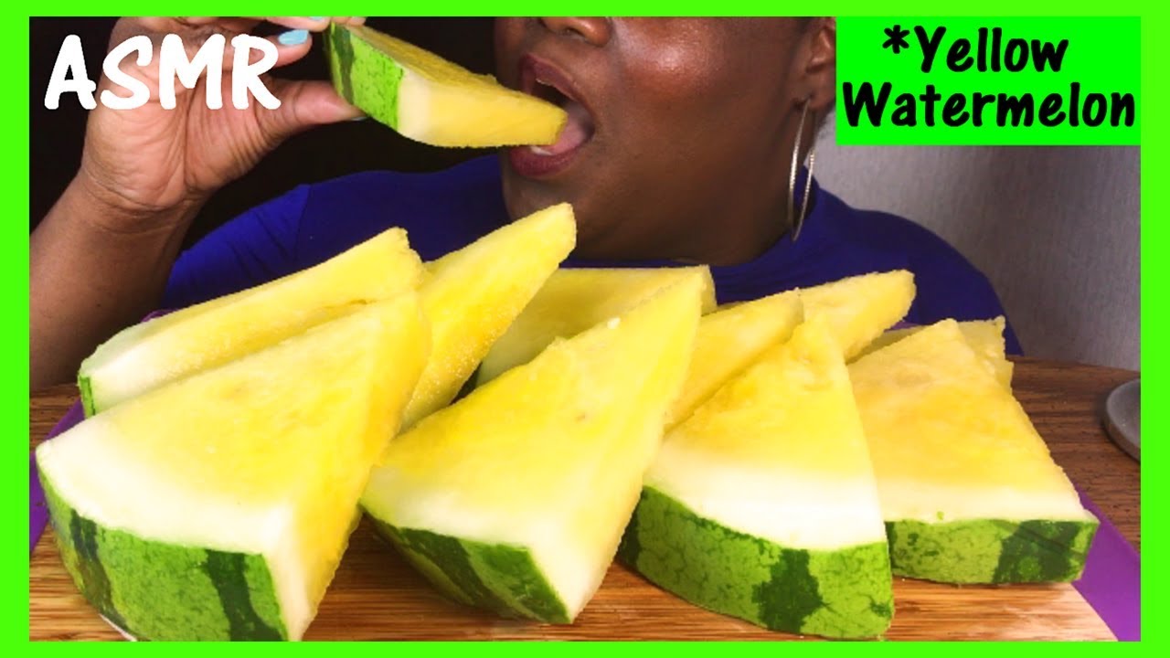ASMR Yellow Watermelon 시원한 수박Juicy Slurping and Gulping Eating Sounds ...