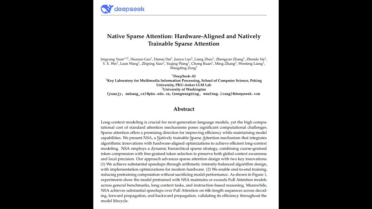 مناقشة بحث Native Sparse Attention - YouTube