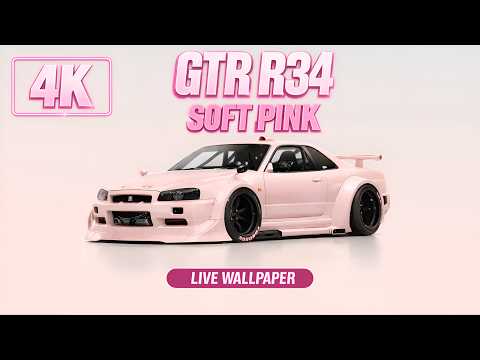 R34 GTR Pink Live Wallpaper 4K | Clean Japanese Aesthetic Background ( 3 Hours)