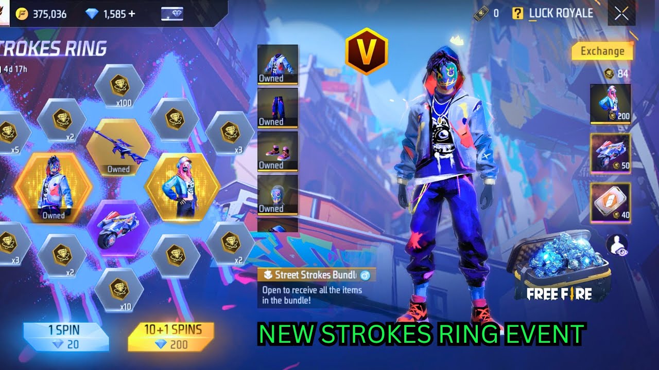 New Strokes Ring Event Free fire | Gareeb hogya Mai . NEW EVENT FF ...