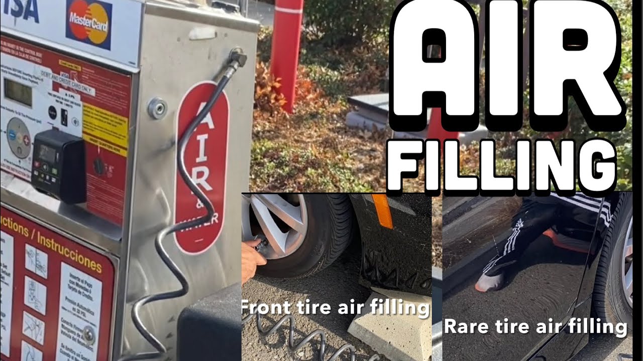 Air filling station #front #rear #tires #air #pressure - YouTube