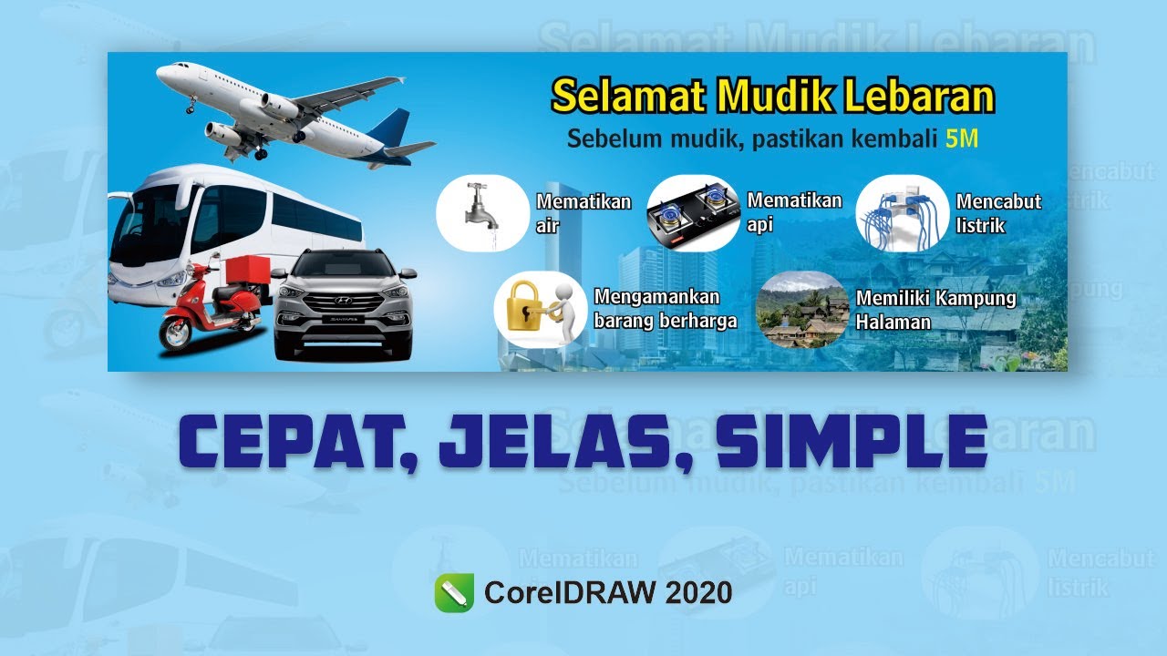 Spanduk mudik sederhana dan simpel - speed art (corel draw 2020) - YouTube