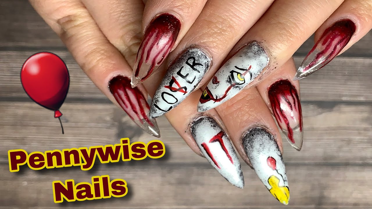 IT Pennywise Halloween Nail Tutorial - YouTube