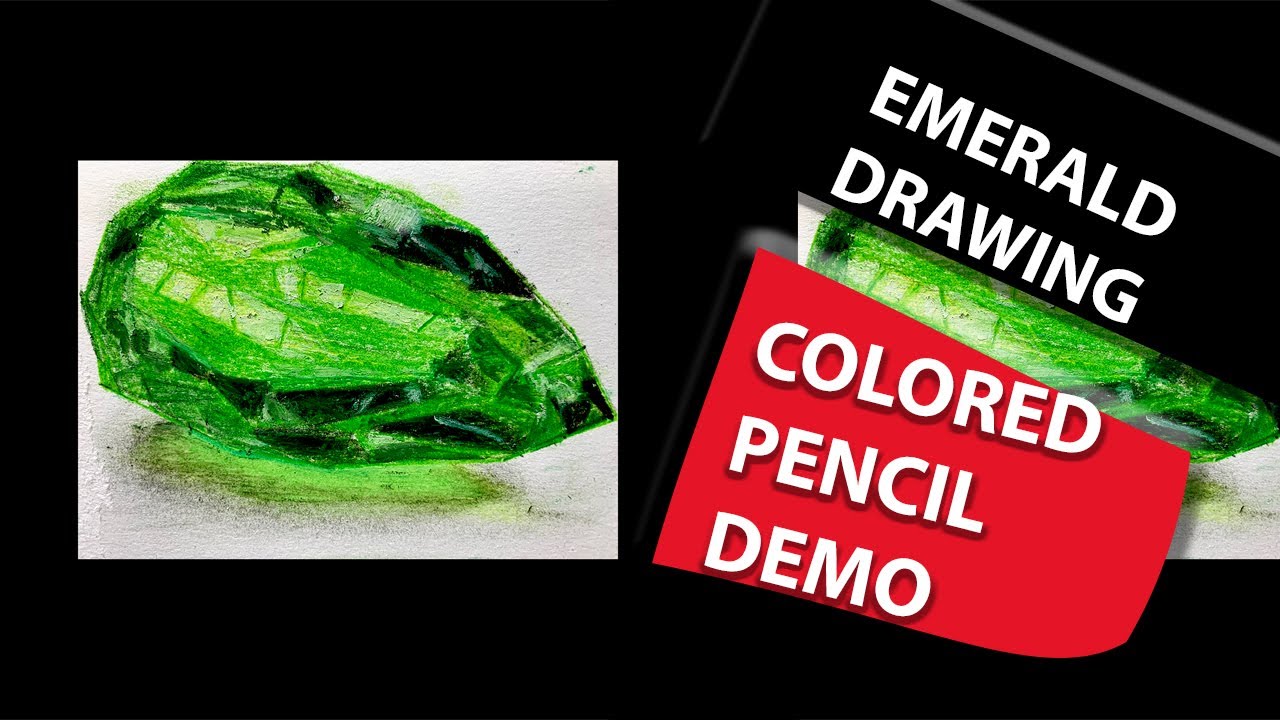 Emerald Drawing easy | Drawing gemstones | Colored pencil drawing - YouTube