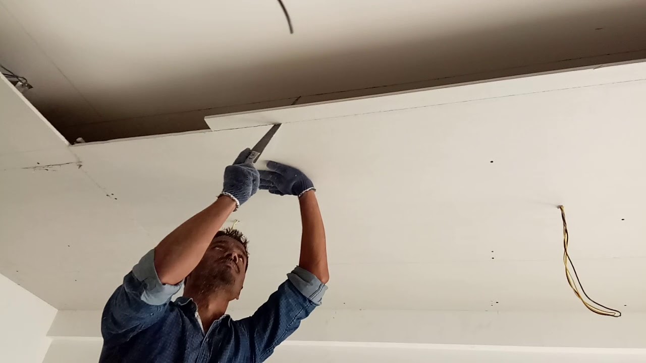 False ceiling work with all safety - YouTube