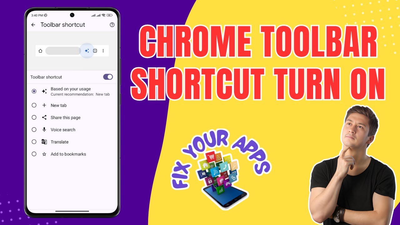 How to Turn on the Toolbar Shortcut on the Chrome Browser - YouTube