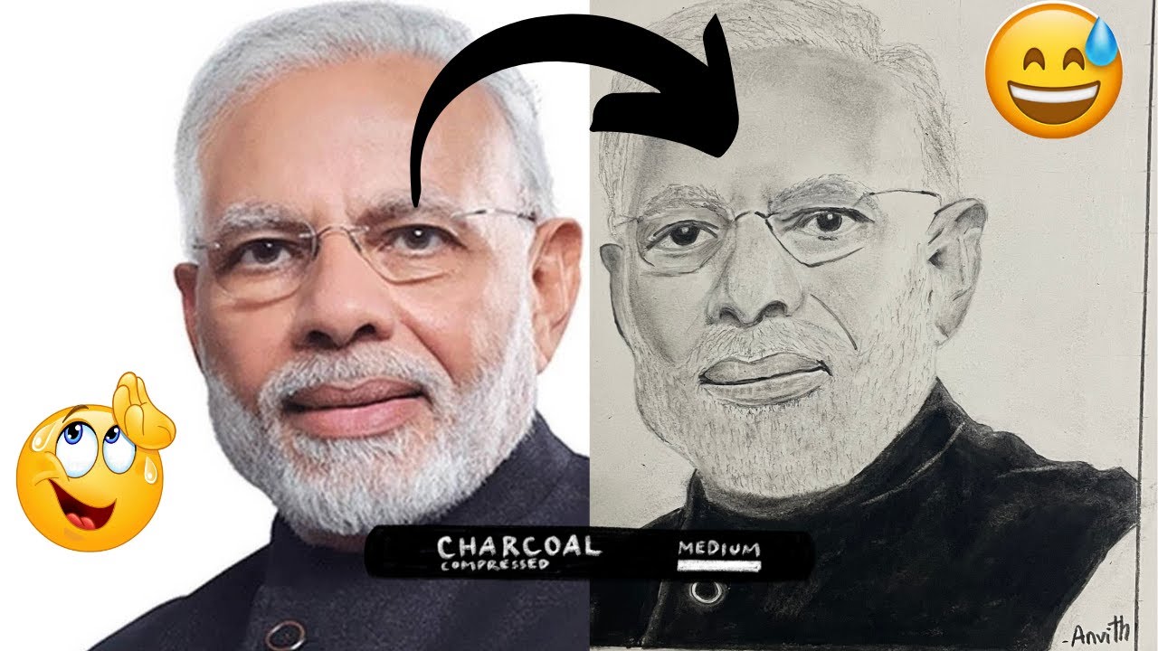 Timelapse of me Drawing Narendra Modi | Charcoal Drawing | A Artist ...