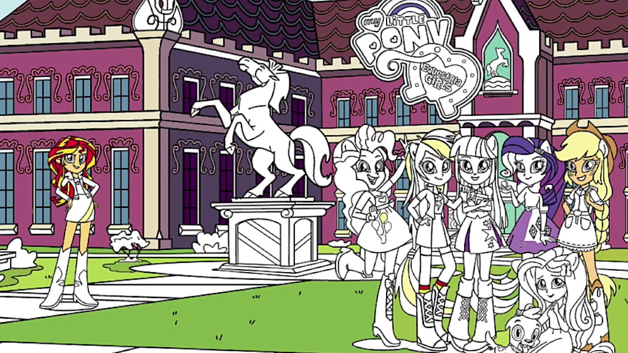 Coloring Equestria Girls Canterlot High School - My Little Pony - YouTube