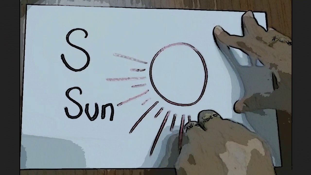 S For Sun,English letter Drawing with pictures|| Cartoons for Kids ...