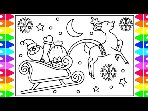 How to Draw SANTA'S SLEIGH Step by Step for Kids| Santa Claus Sleigh Coloring Page | Christmas
