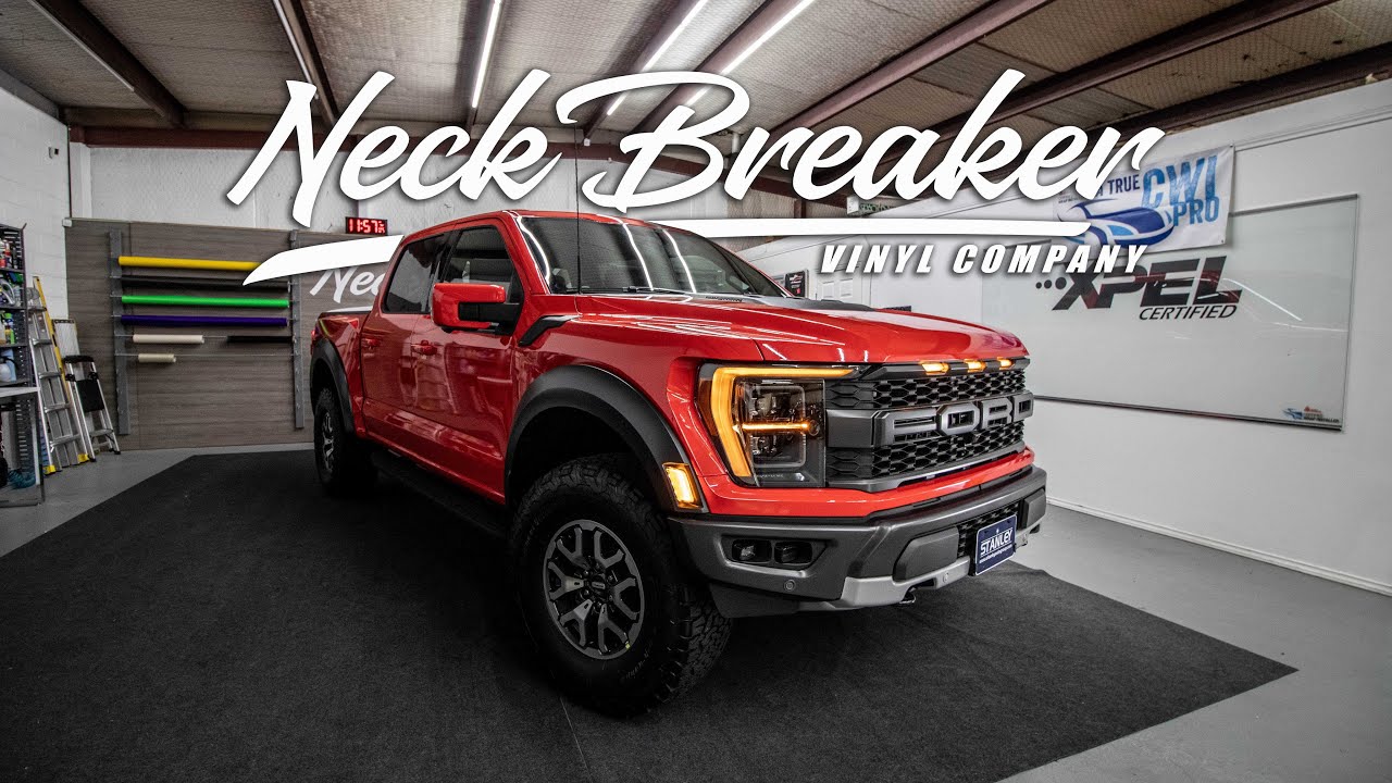 2021 FORD RAPTOR VINYL WRAP IN 3M HOT ROD RED! Neck Breaker Vinyl ...