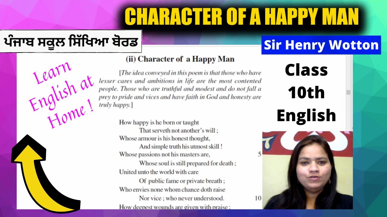 Poem- Character of a Happy Man | with Punjabi translation by Ms. Neelam ...