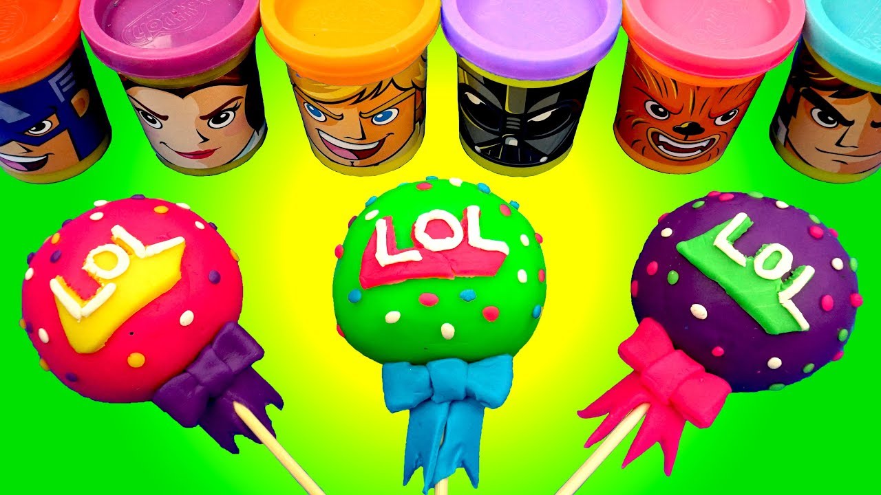 Making 3 Ice Cream out of Play Doh Lollipops Colors Song & LOL Surprise ...
