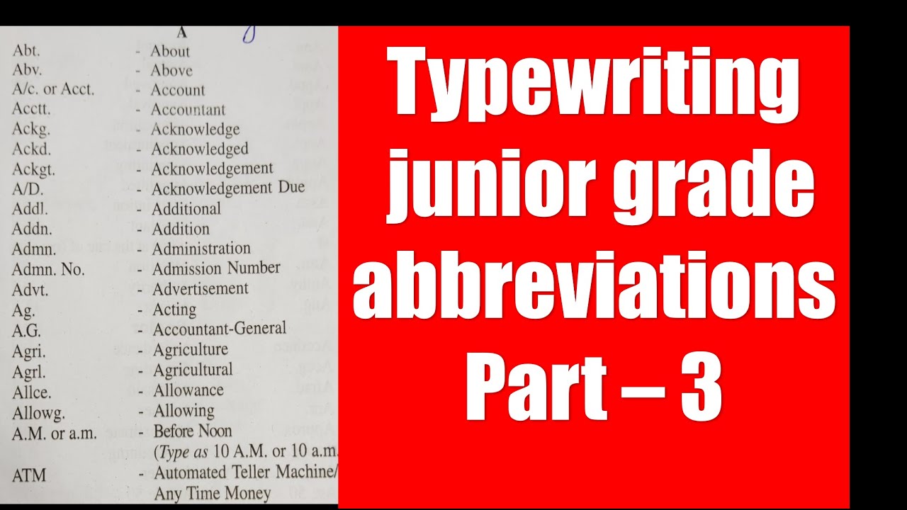 தட்டச்சு #typewriting junior grade abbreviations Part – 3 #typewriting ...
