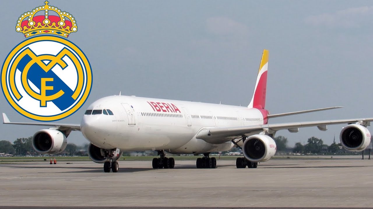 REAL MADRID ONBOARD - Iberia Airbus A340-600 (A346) landing & departing ...