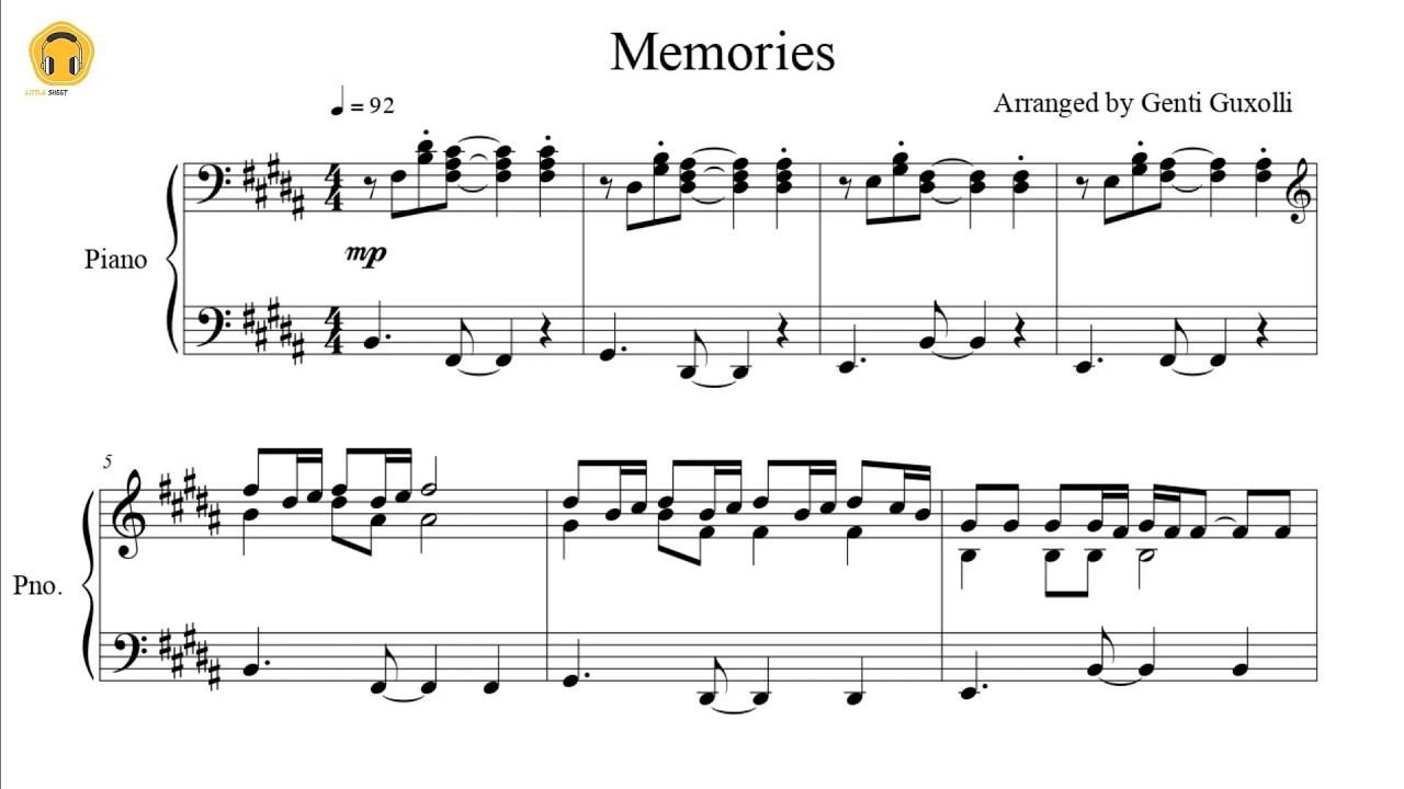 Memories by Maroon 5 (Piano Solo/Sheets) - YouTube