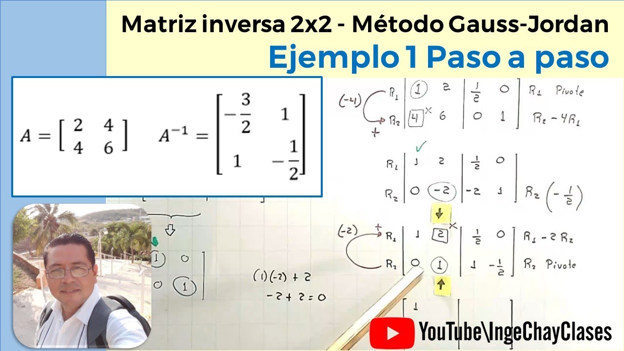 Matriz inversa 2x2 Gauss Jordan Ejemplo 1 paso a paso - YouTube