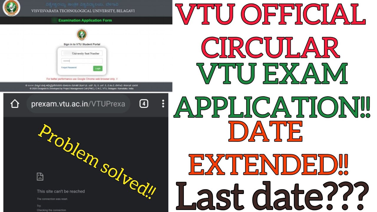 VTU OFFICIAL CIRCULAR || VTU EXAM APPLICATION DATE EXTENDED!! | VTU ...