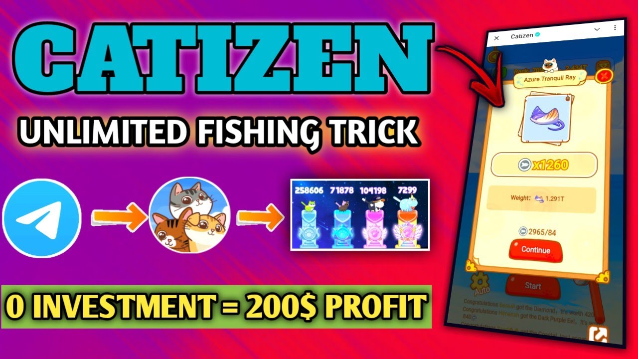 14 Days More After Catizen Claim || Catizen Unlimited Fishing Trick ...
