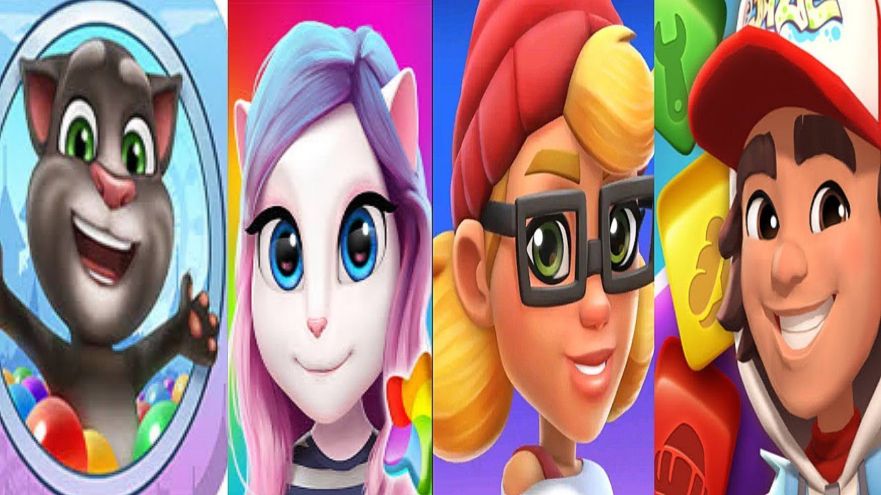 Talking Tom Bubble Shooter vs Talking Angela Color Splash vs Subway ...