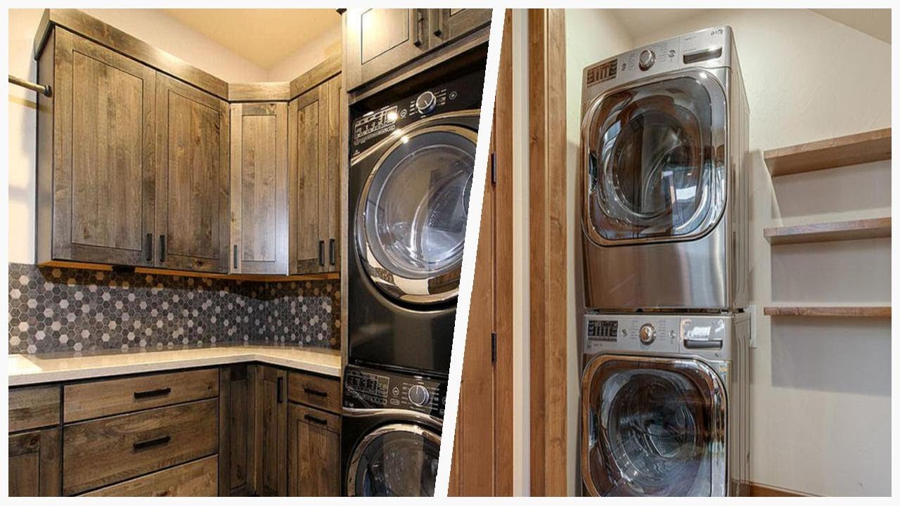 75 Laundry Room With An Utility Sink And A Stacked Washer/dryer Design ...