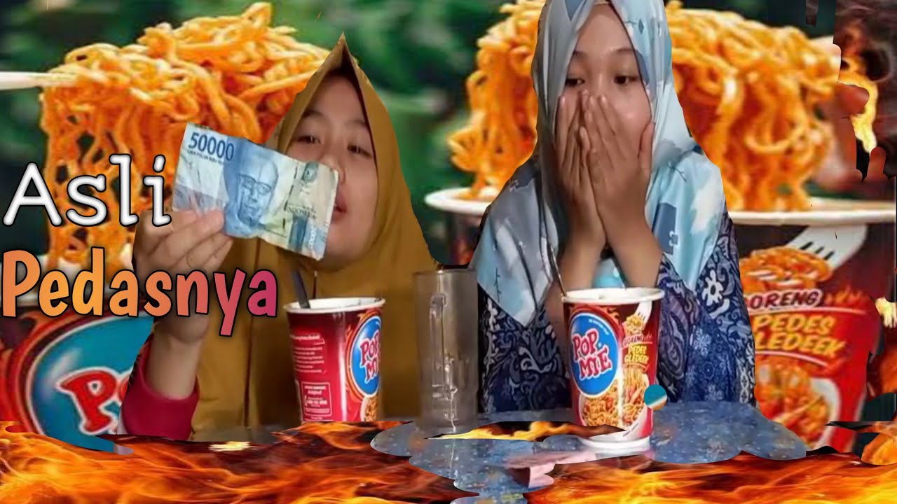 CHALLENGE Makan Pop Mie Pedas Gledek DAPAT 50 RIBU - YouTube