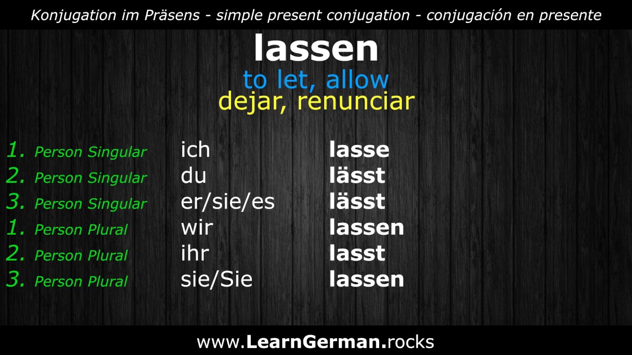 Learn German Verbs lassen ⇔ to let ⇔ dejar Aprender Alemán | DE ⇔ EN ⇔ ...