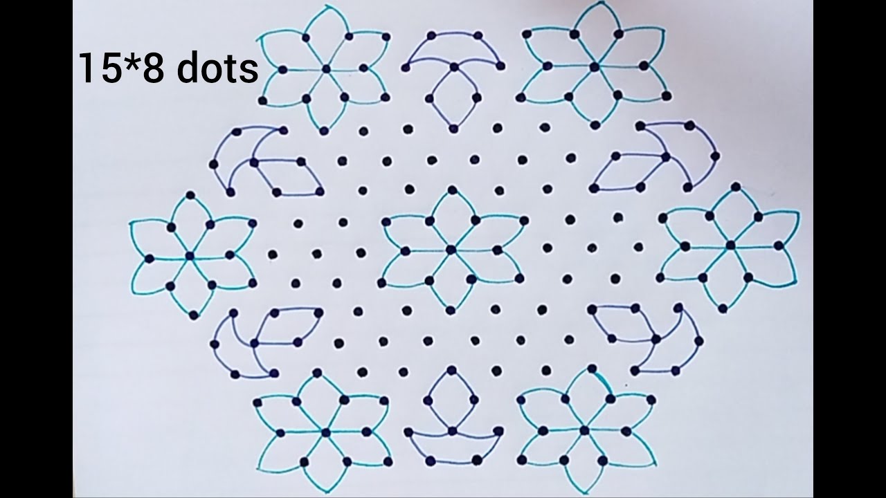 Beautifull Monday rangoli design || 15*8 middle dots || festival ...