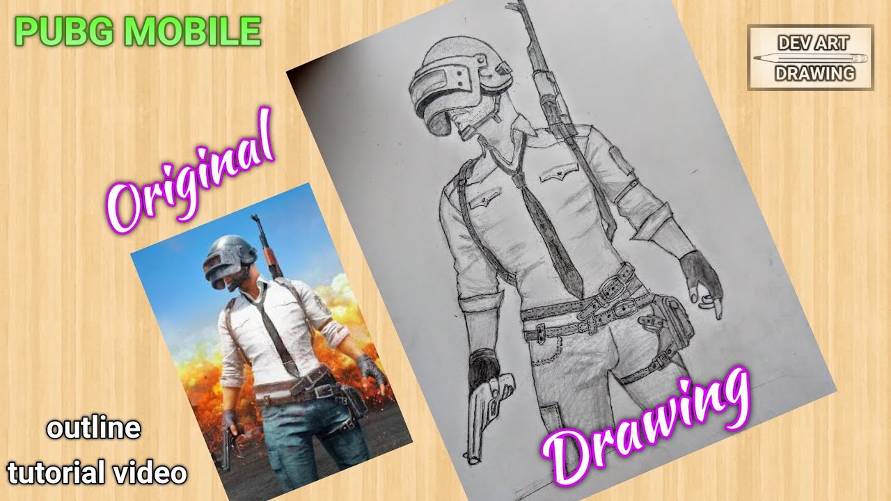 Drawing pubg man !! haw to draw pubg mobile man character step by step ...