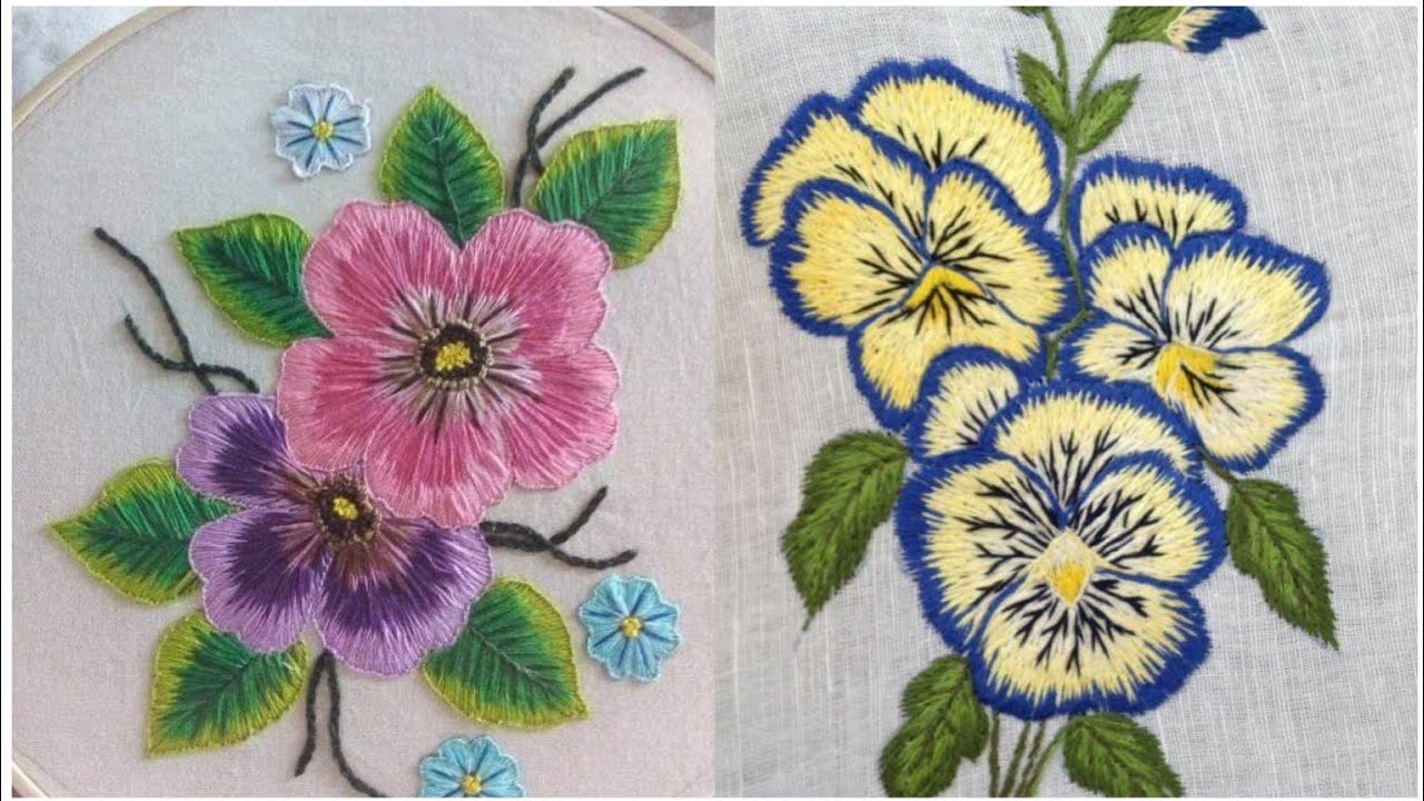 Beautiful and unique style of floral hand embroidery designs - YouTube