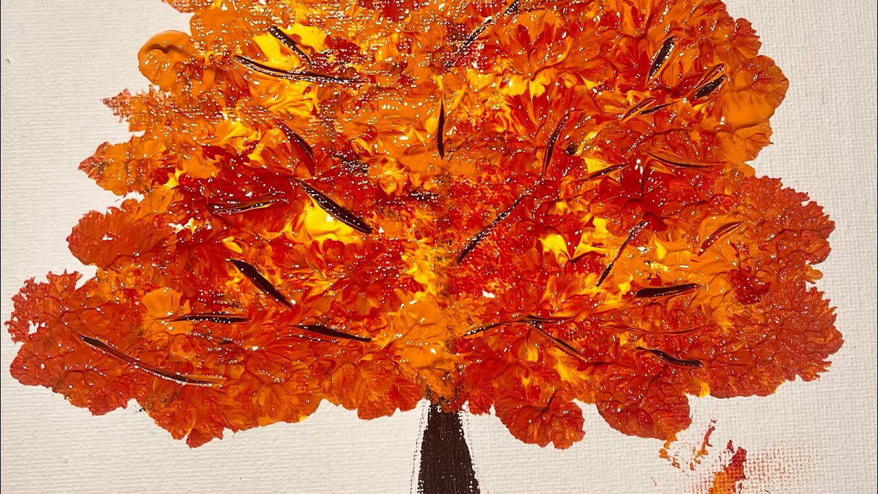 How to paint fall tree fro beginners - YouTube