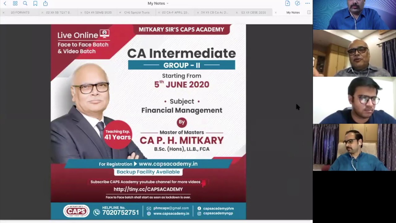 CA Intermediate Group 2 | New Batch Announcement | Mitkary Sir's CAPS Academy - YouTube