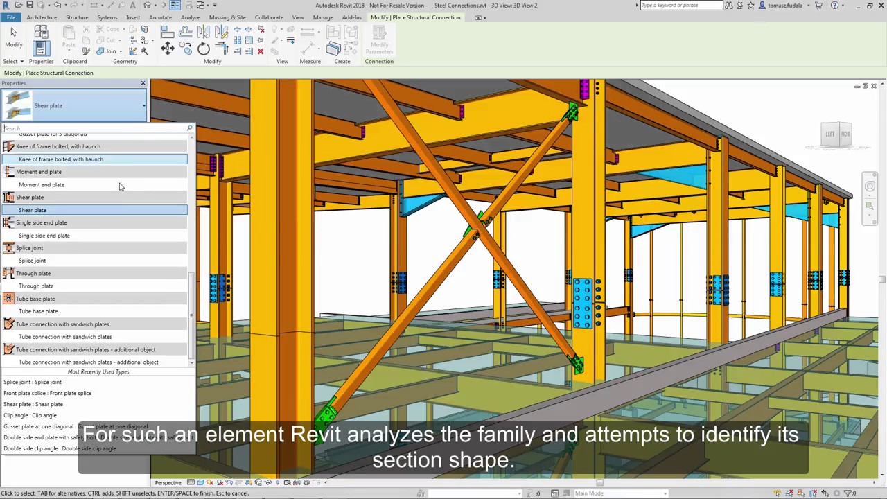 Revit 2018 New Feature - Steel Connections for Custom Sections - YouTube