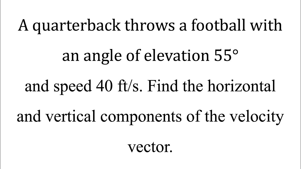 Find the horizontal and vertical components of the velocity vector ...
