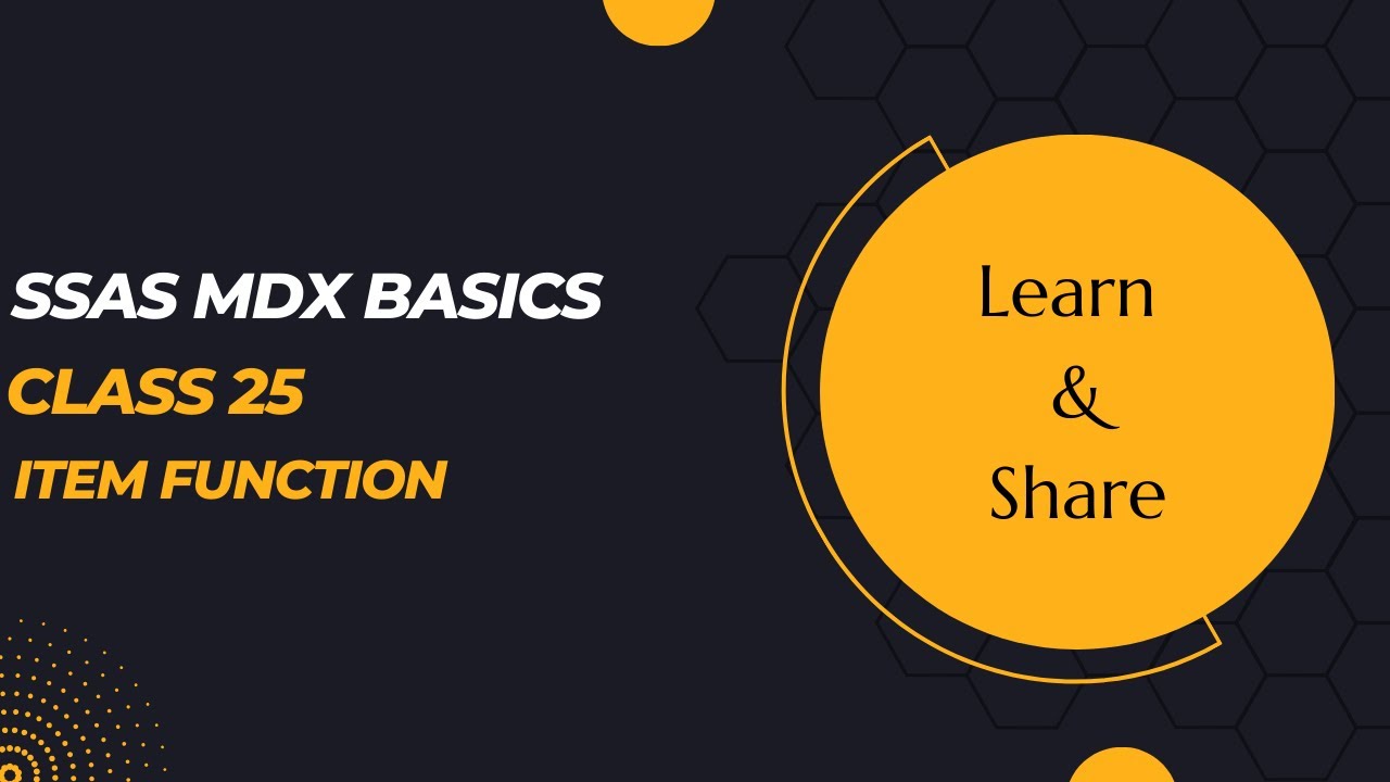 DATA ANALYTICS WITH MDX (Class 25) - Item Function - YouTube