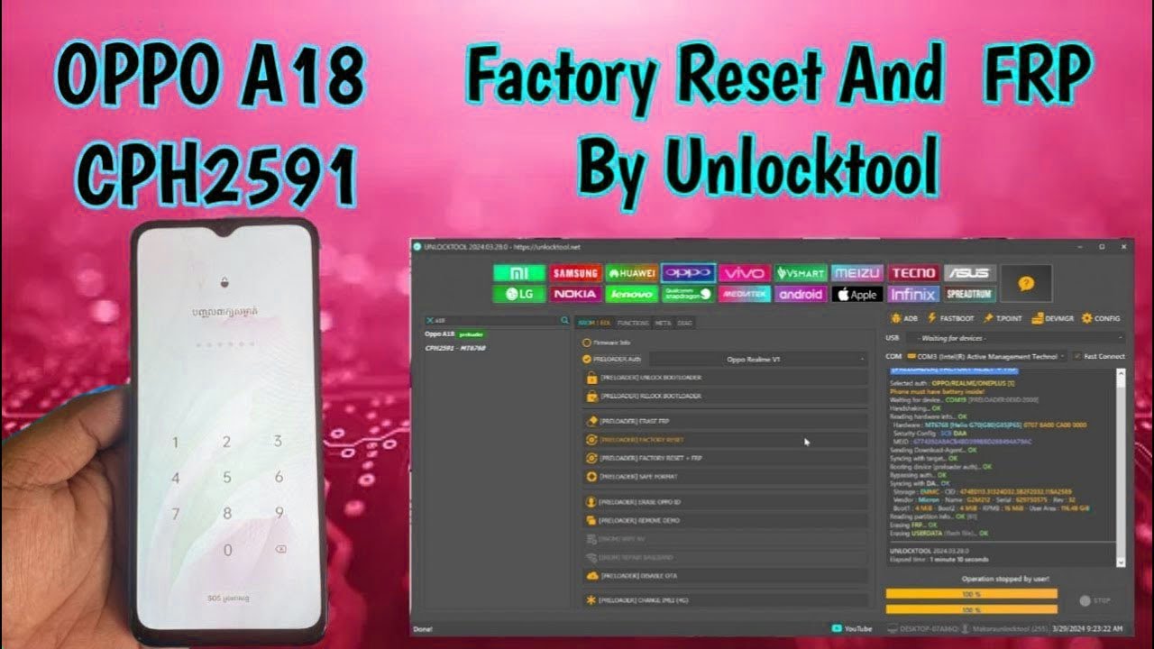 Oppo A18 (CPH2591) Frp Bypass/Unlock new security by UnlockTool - YouTube