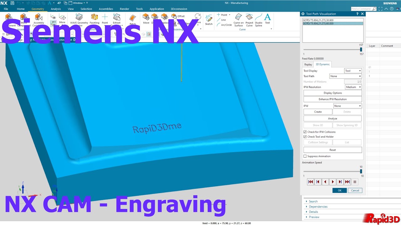 NX CAM - Engraving Machining - NX Engraving Milling - YouTube