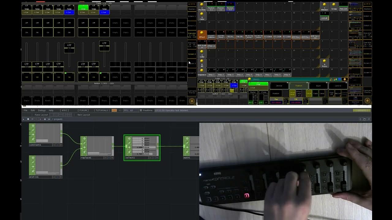 GrandMA midi control by korg nano kontrol + touchdesigner - YouTube