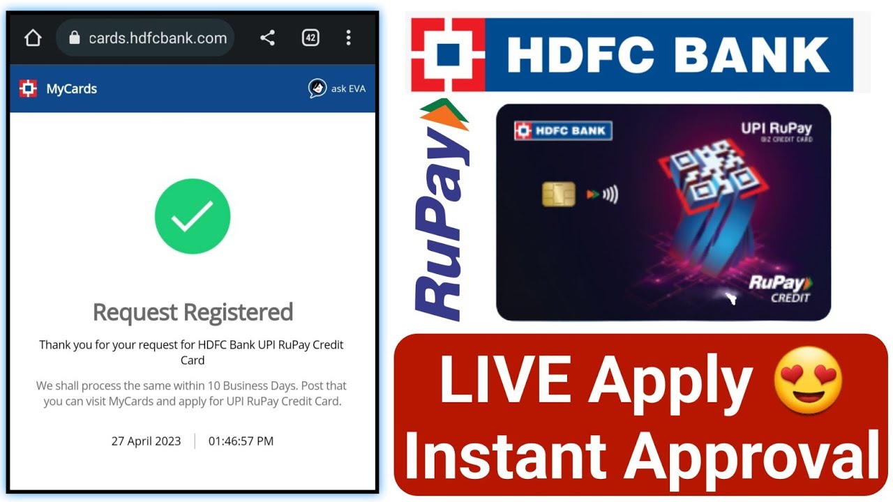 HDFC Bank RuPay UPI Credit Card Live Apply Process 😍 - YouTube
