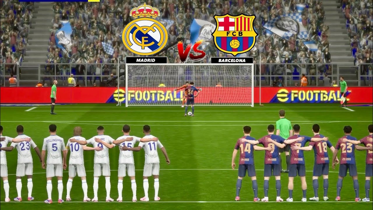 RMA vs BAR | Real Madrid vs FC Barcelona Full Penalty Shootout ...